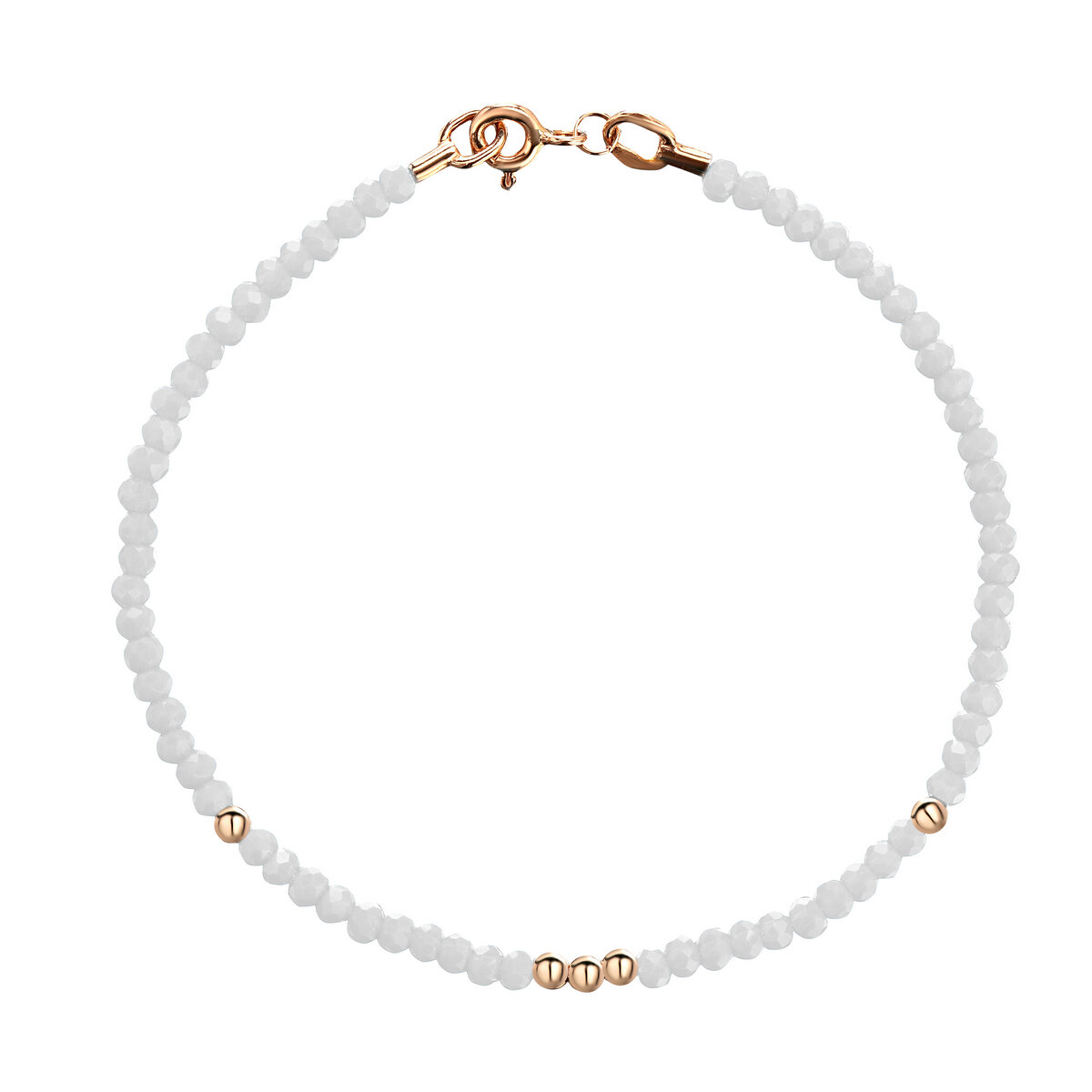 Браслет-нить, красное золото, 585 проба, хрусталь