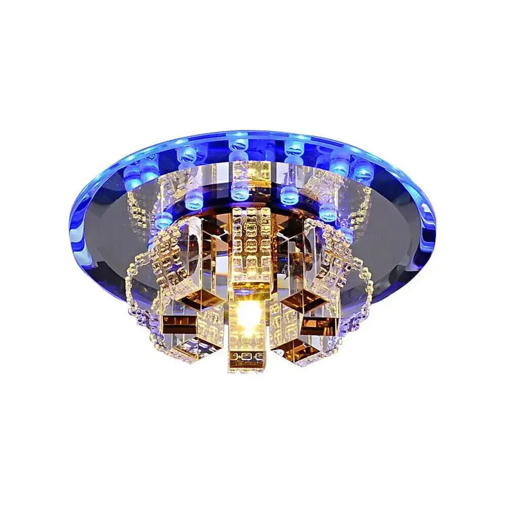 Modern K9 Crystal LED Pendant Light — Элегантная потолочная люстра с кристаллами K9 для гостиной и столовой (18×18×8.8 см, встраиваемый монтаж)