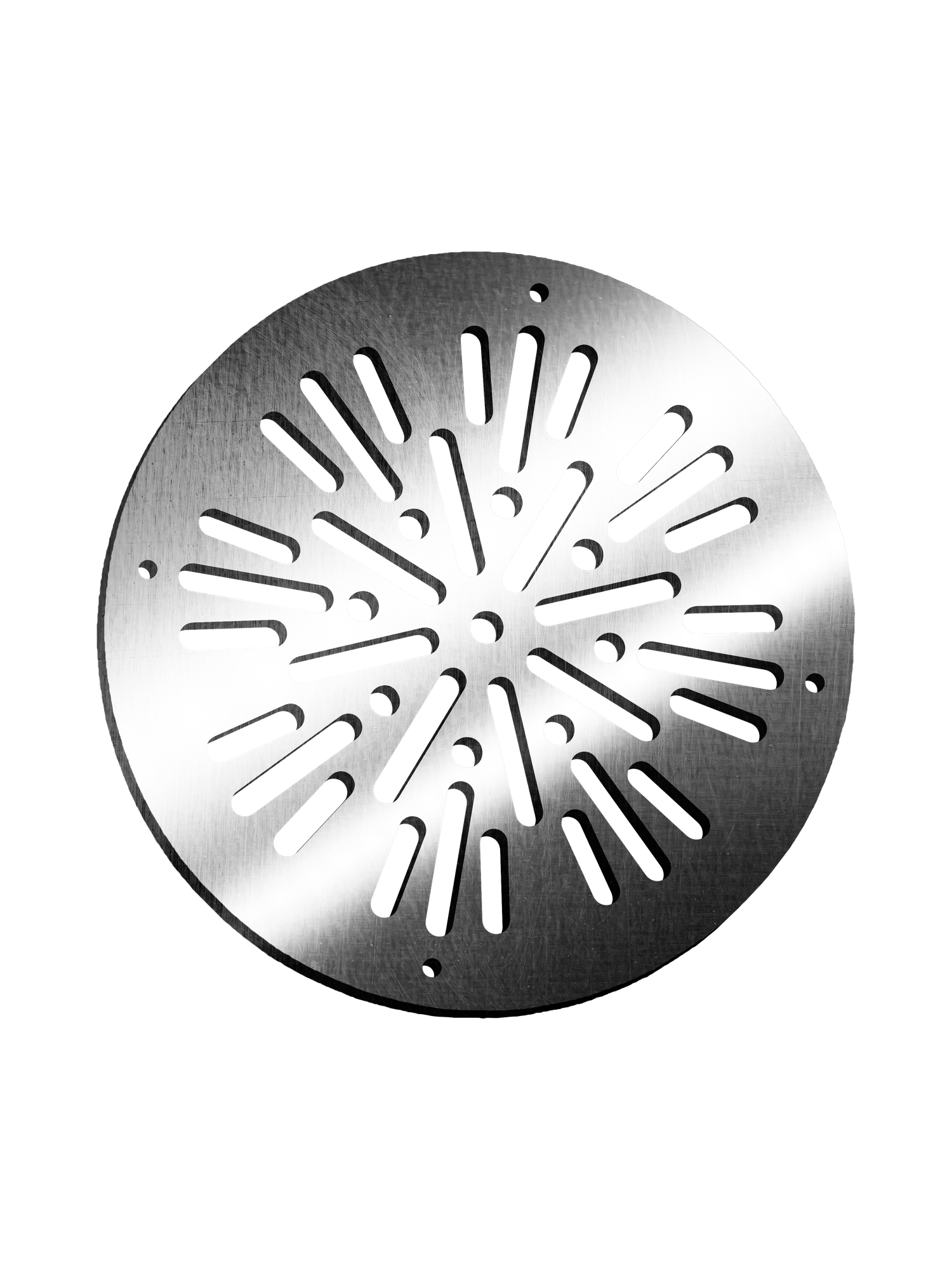 Вентиляционная решетка 100x100 мм напольная, крулая снежинка, из нержавеющей стали