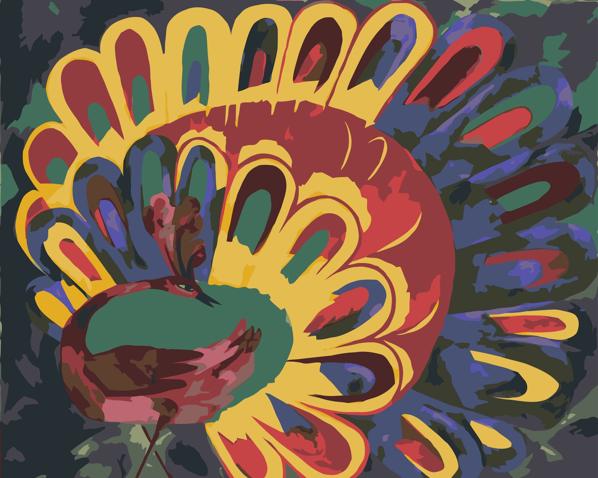 Картина по номерам Z-864 "Репродукция картины - Павлин под ярким солнцем. Художник Наталья Гончарова" 40x50 см