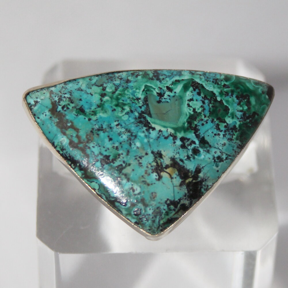 Кольцо-кулон, малахит, хризоколла