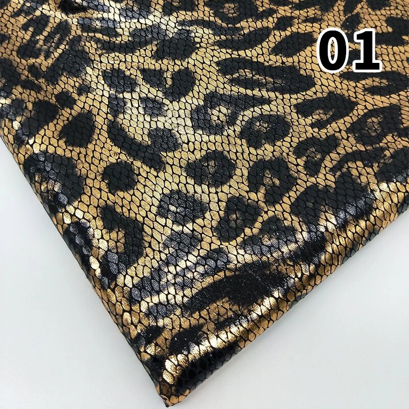 Леопардовый принт ткань с золотым тиснением 1 метр 01