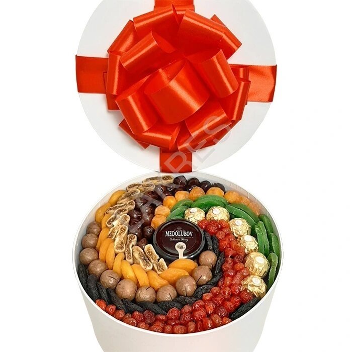 Набор орехов и сухофруктов ассорти LAKRES "В подарок", диаметр 26 см