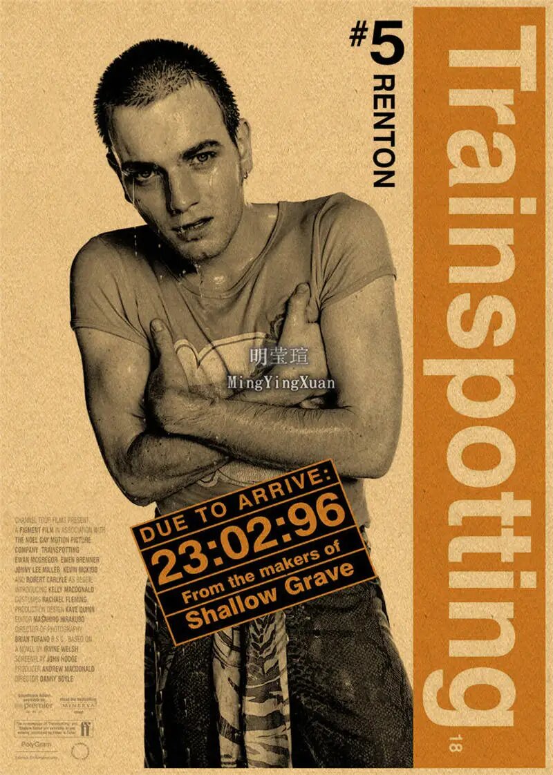 Ностальгический постер Trainspotting Бежевый, 31, 30x20cm A4