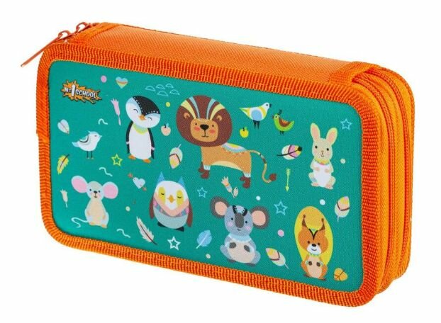 Пенал двухсекционный Комус Класс Animals, цвет оранжевый