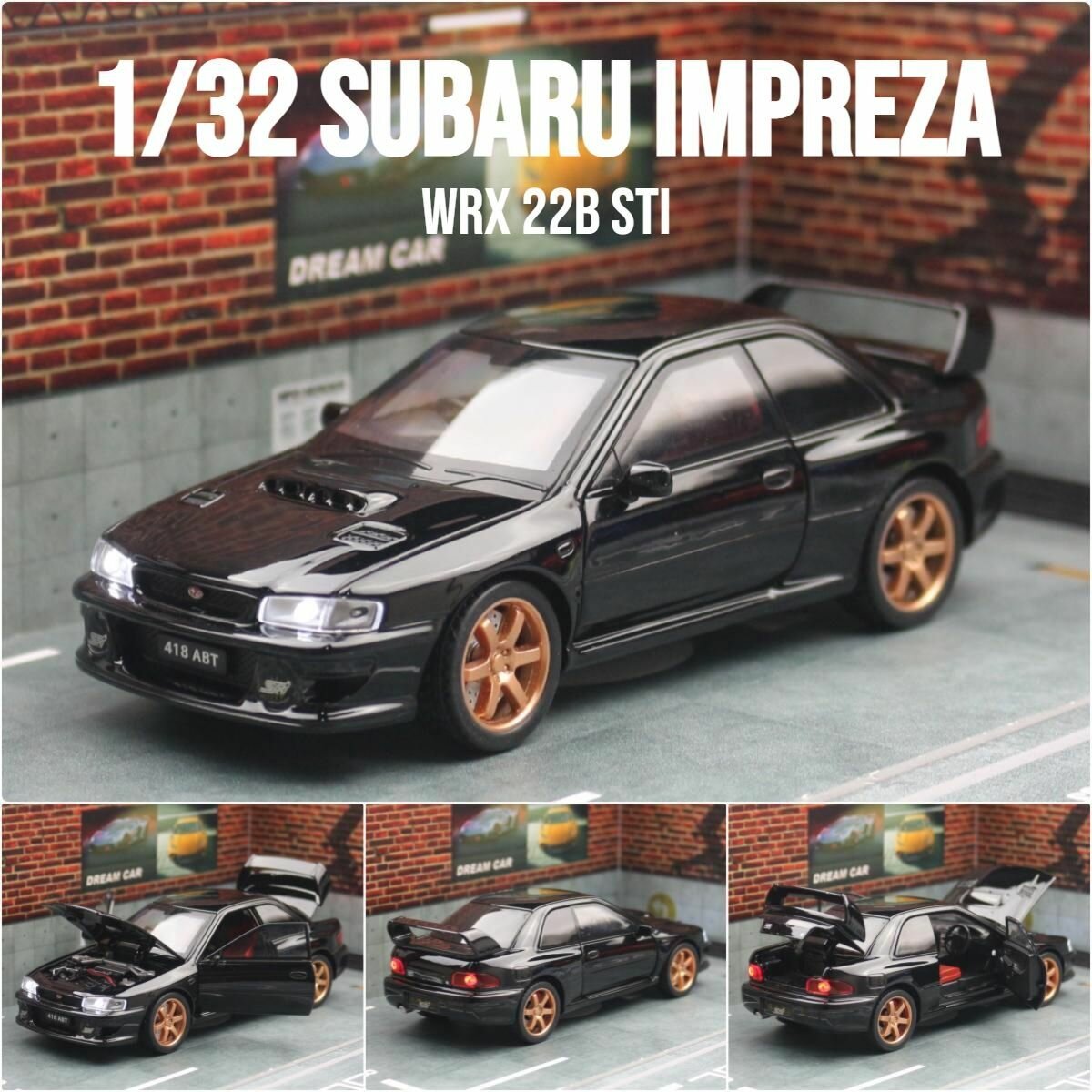 DIECAST CAR 1/32 Коллекционная металлическая машина Subaru Impreza WRX 22B STI JDM Игрушечная машина