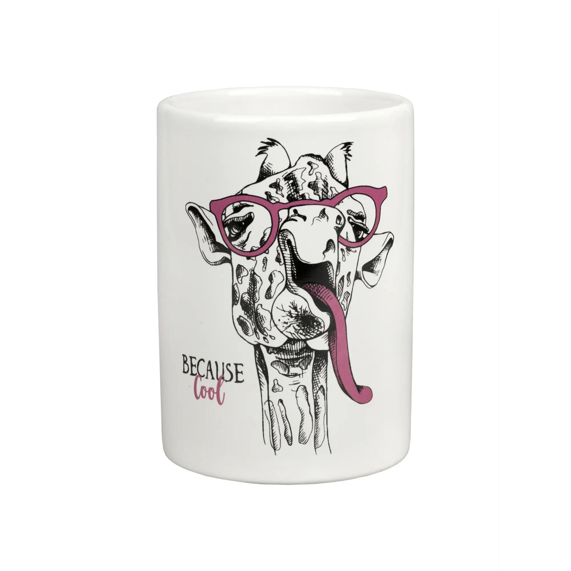 Zenfort Happy Giraffe керамический стакан для зубных щёток белый цвет с гладким покрытием