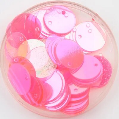 Пайетки розовые, 15 мм, 120 шт, Transparent D Pink