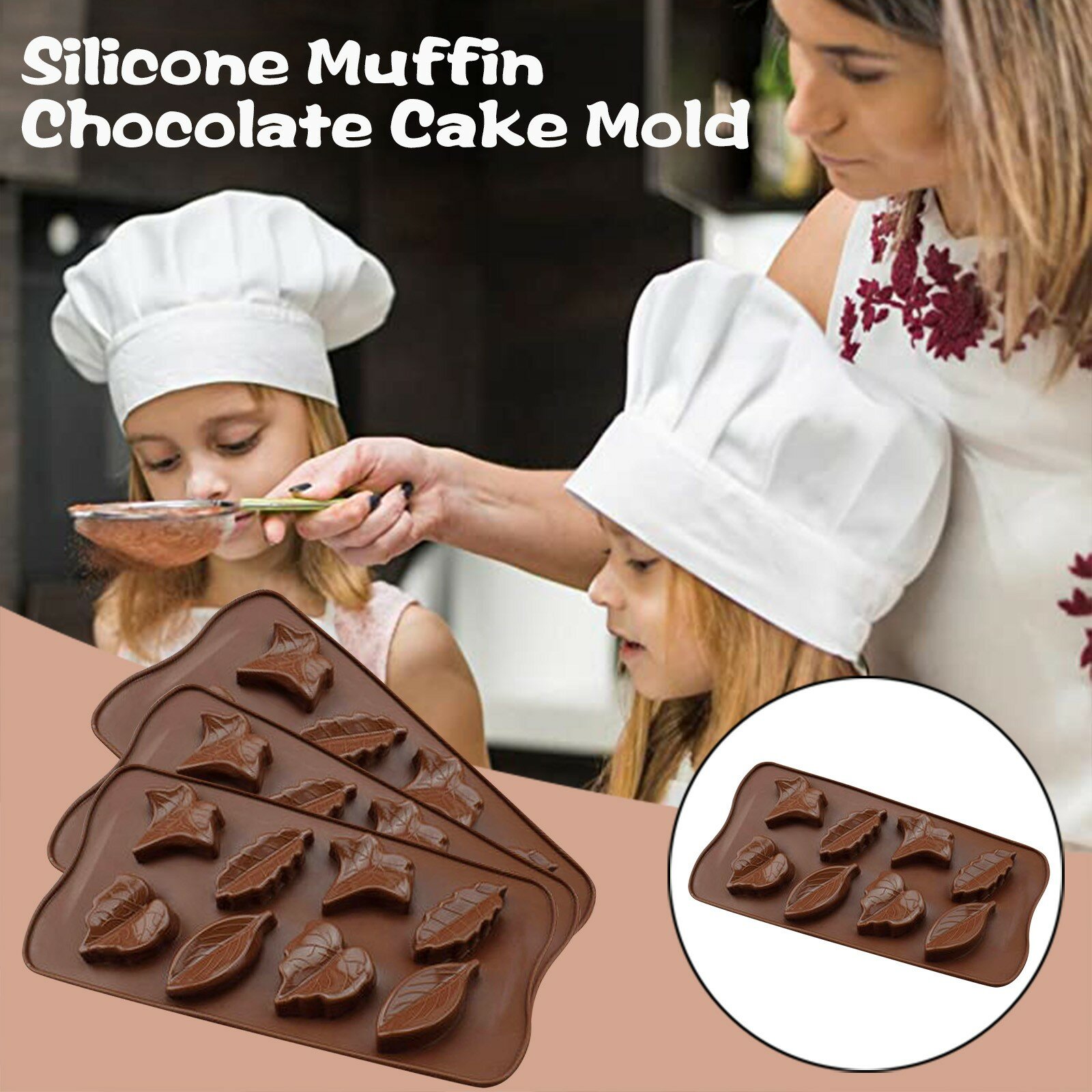 DuangDuang Leaves 8 отверстий силиконовая форма для шоколадного торта желе пудинг мыло круглая форма