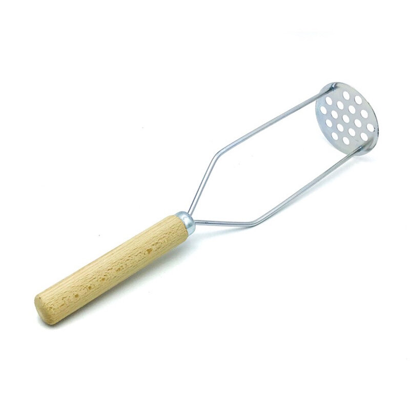 Толкушка для картофеля, для приготовления пюре, с деревянной ручкой, сталь, дерево 27 см.