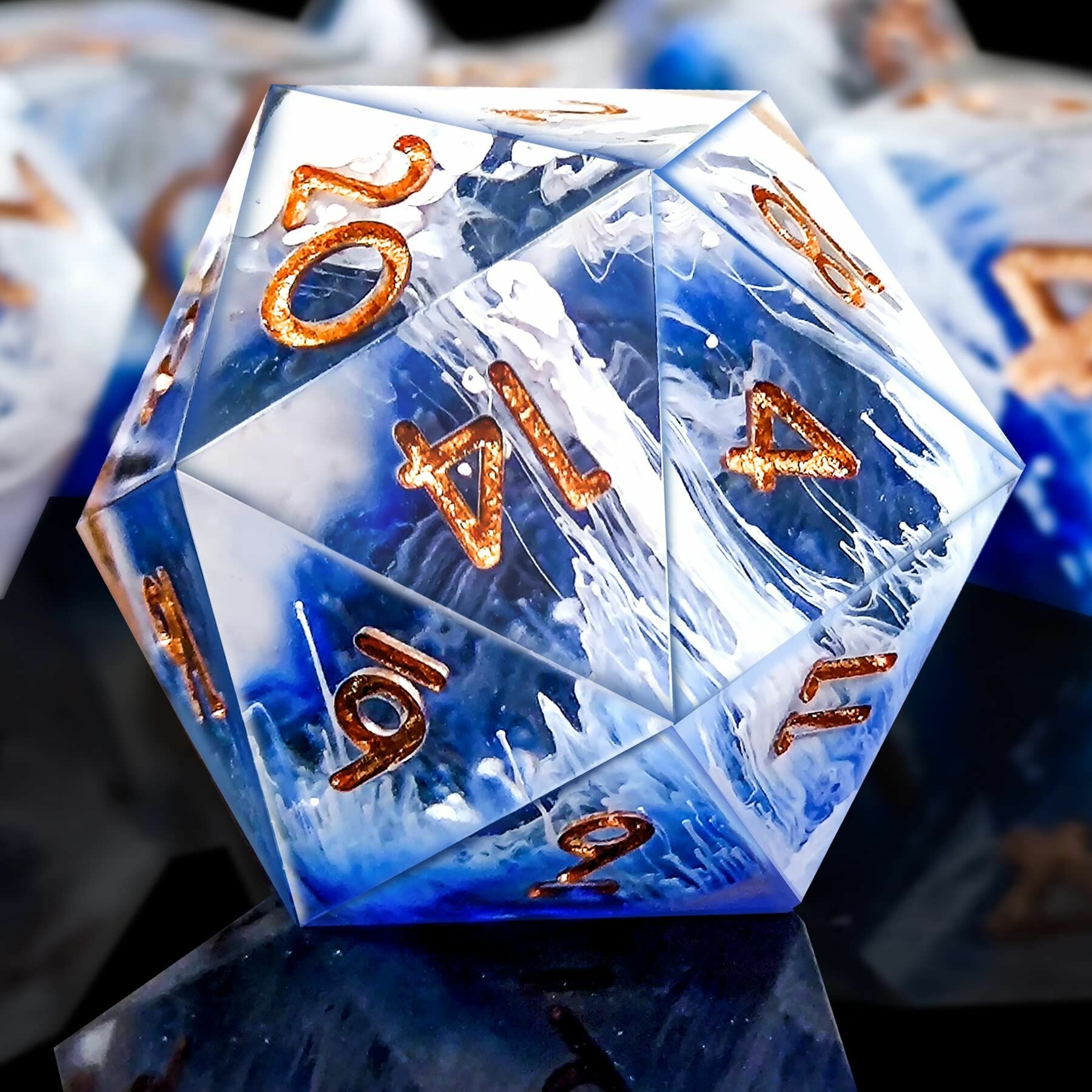 Набор игральных костей Sharp Edge из смолы, 7 прозрачных полихедров для D&D и ролевых игр, ручная работа, подарок игроку