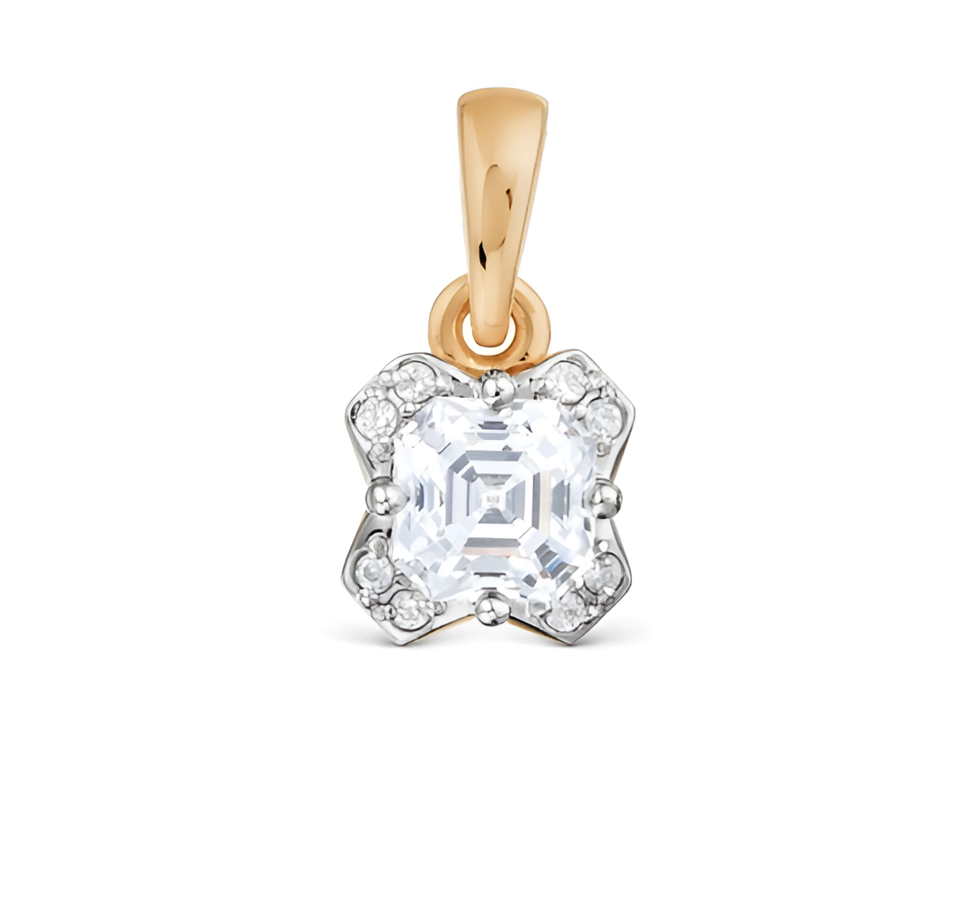 Подвеска, красное золото, 585 проба, родирование, фианит