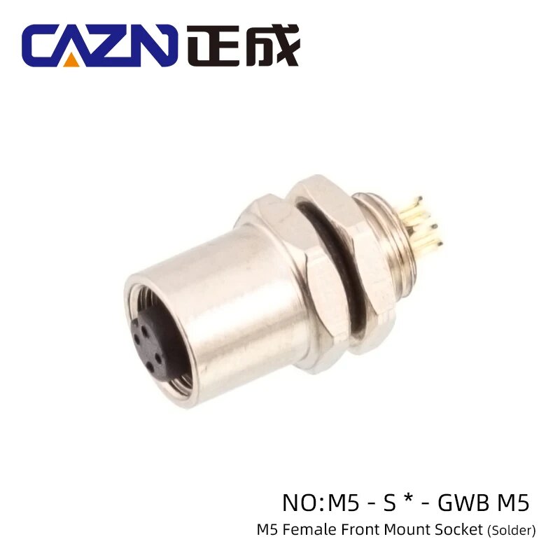 Водонепроницаемый разъём CAZN M5 3/4 контактов 3 Pin, Female Front Solder