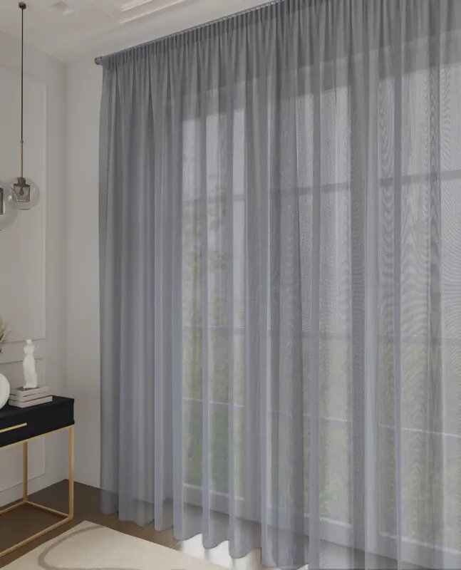 Тюль на ленте Елочка 300x280 см цвет серый