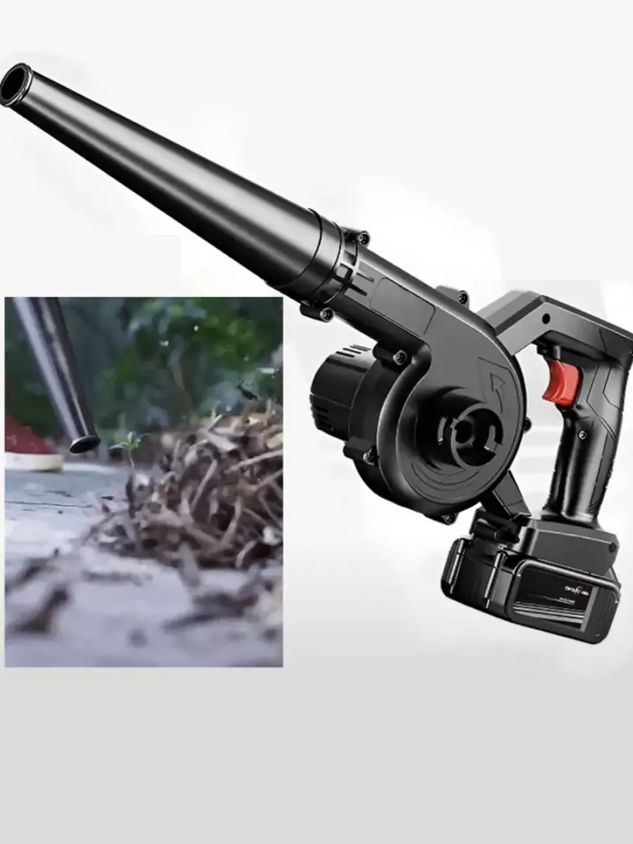 Воздуходувка - пылесос, воздуходувка портативная со встроенным аккумулятором, черного цвета