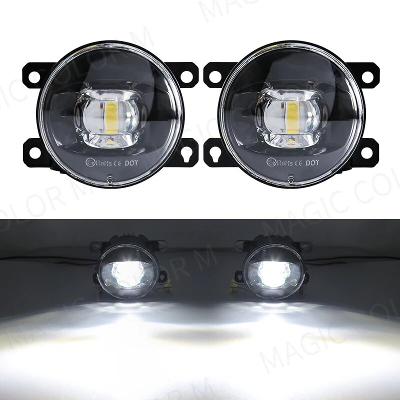 Светодиодсветильник Противотуманные фары Magic colorM для Citroen, Ford, Honda, Suzuki, Isuzu, Mitsubishi, Renault, противотуманные фары белого и желтого цвета, водонепроницаемые, 12 В White