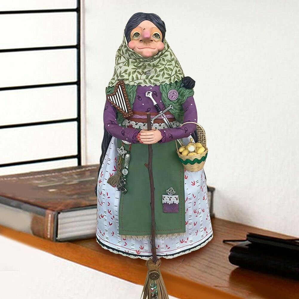 Кухонная кукла-ведьма, Многофункциональная Кухонная игрушка с вышивкой ручной работы, приносящая удачу