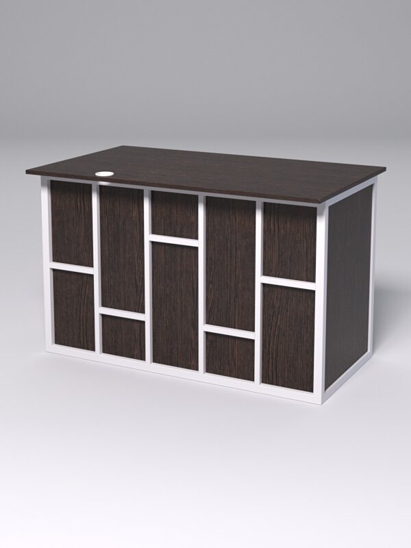 Стол однотумбовый офисный С-06А (правосторонний) "стронг" в стиле лофт декор №3, Дуб Венге + металлический каркас Белый