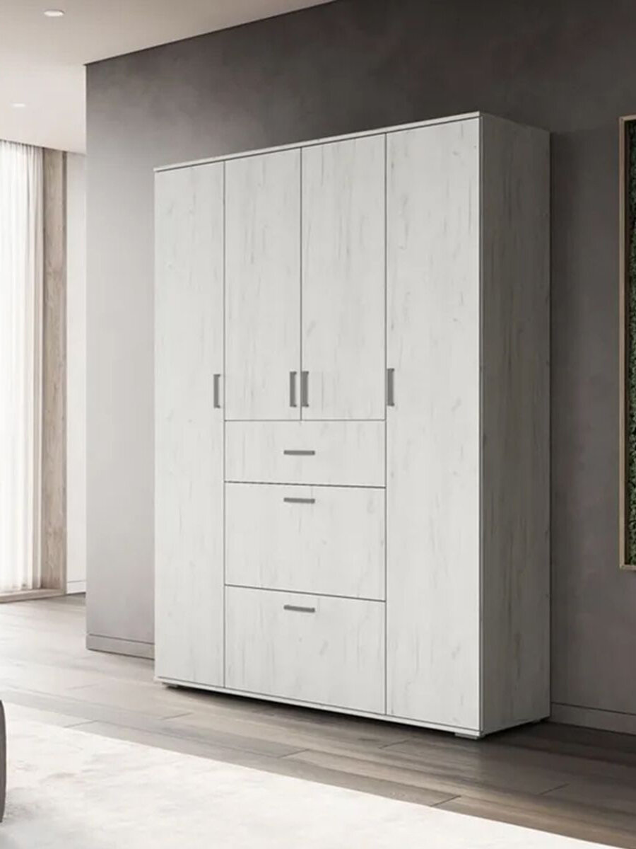 Шкаф Стендмебель Нельсон ШК 03 дуб крафт белый, 2200x500x1600