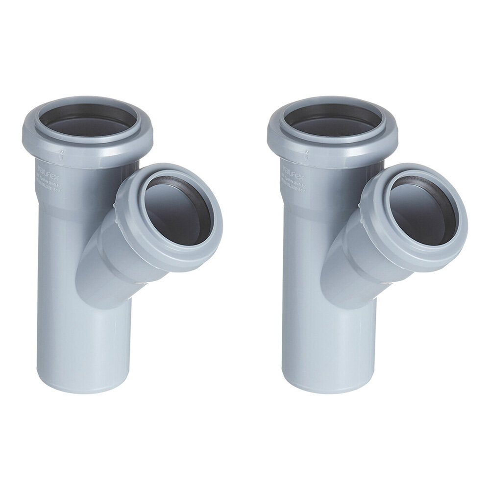 Тройник d50х40 мм 45 град. пластиковый для внутренней канализации (2 шт.)