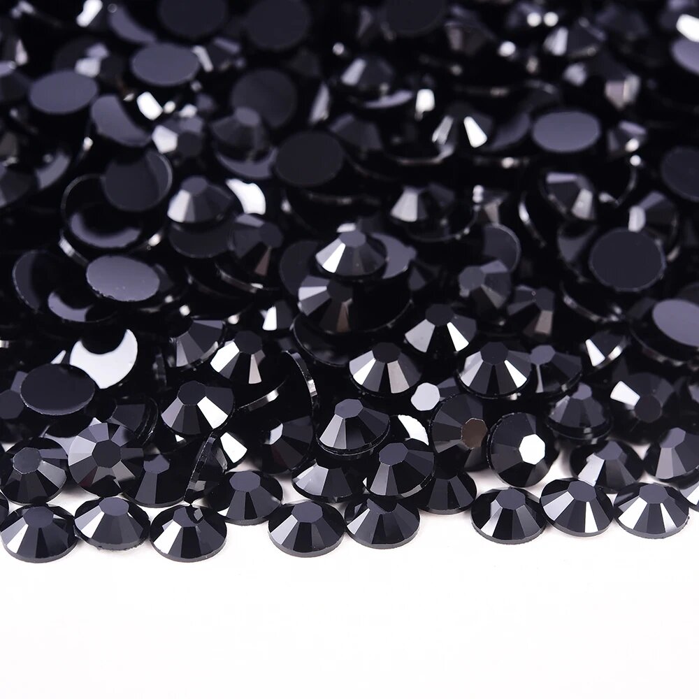 2mm-6mm Round Non Hotfix Glitter Bling Manicure Strass Silver Flatback Resin Rhinestones Glue On Beads Nailart Nail Gems Diy