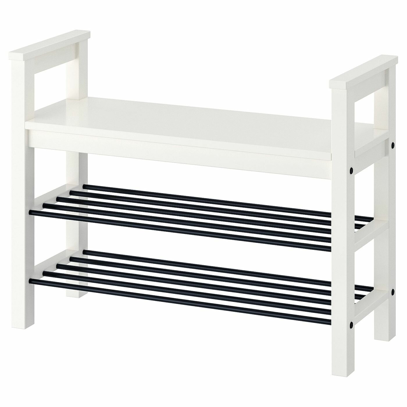 HEMNES Скамья с полкой для обуви, белая, 85x32x65 см-LI