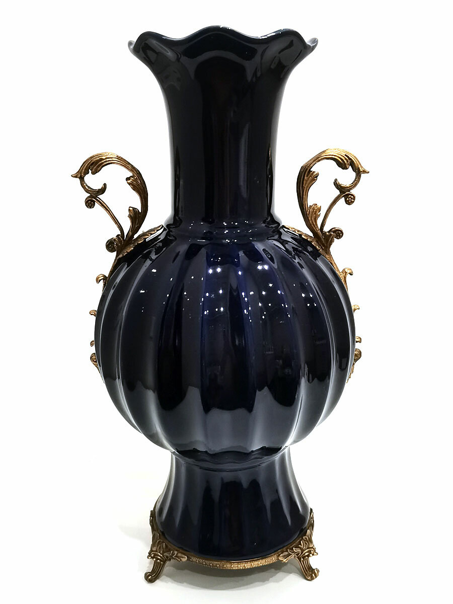 Ваза Магия ночи. Фарфор и бронза. Коллекция Дворцовые традиции. Ручная работа. Высота 39 см