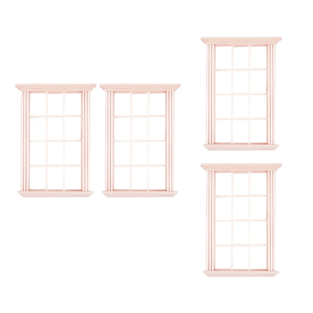 Многофункциональный набор из 4 миниатюрных деревянных кукольных домиков с окнами, масштаб 1:12, детская модель мебели для украшения дома.