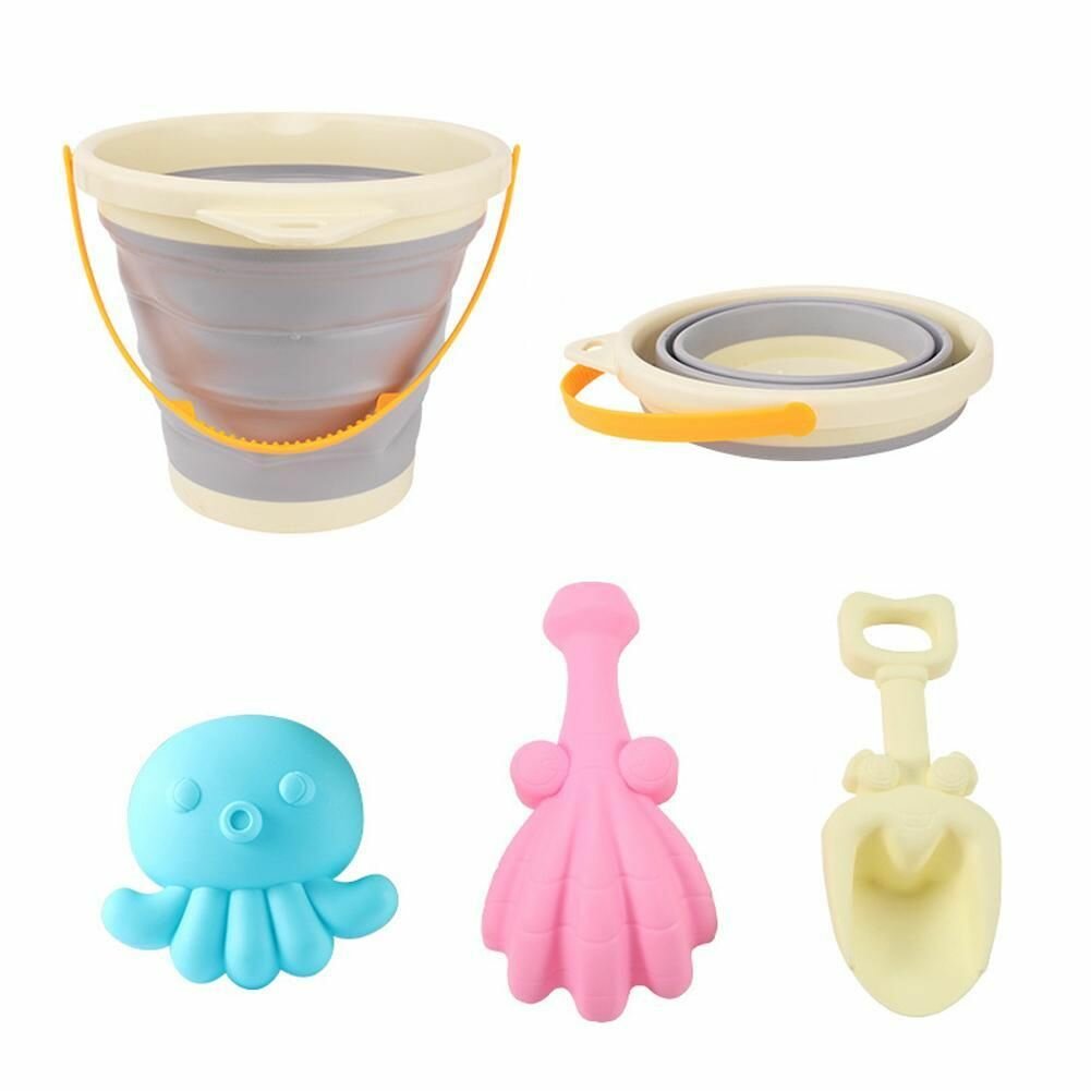 Детский складной ведерко для песка с комплектом игрушек на пляж