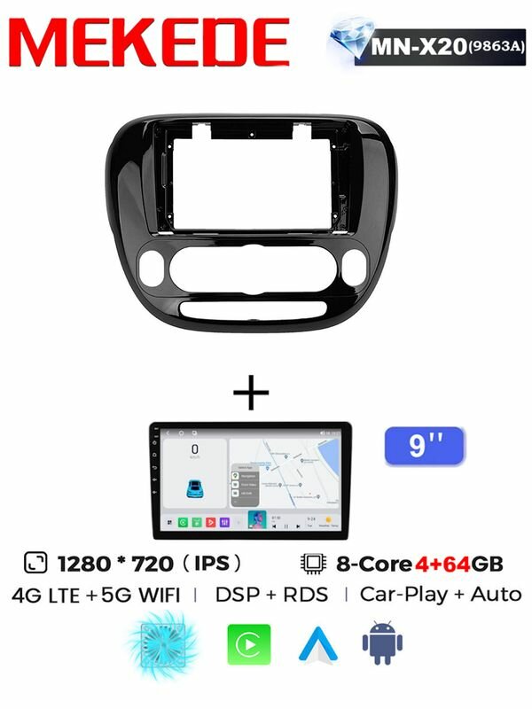 Магнитола 9" Mekede MN X20 Pro 4/64 Gb Kia Soul 2 PS 2013-2019 (B) carplay
