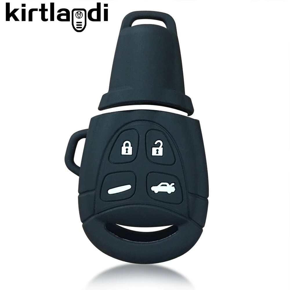 4-кнопочный силиконовый чехол для дистанционного управления автомобильным ключом, брелок для SAAB 9-3 9-5 93 95 для Cadillac BLS, защитный чехол для куртки, без ключа черный
