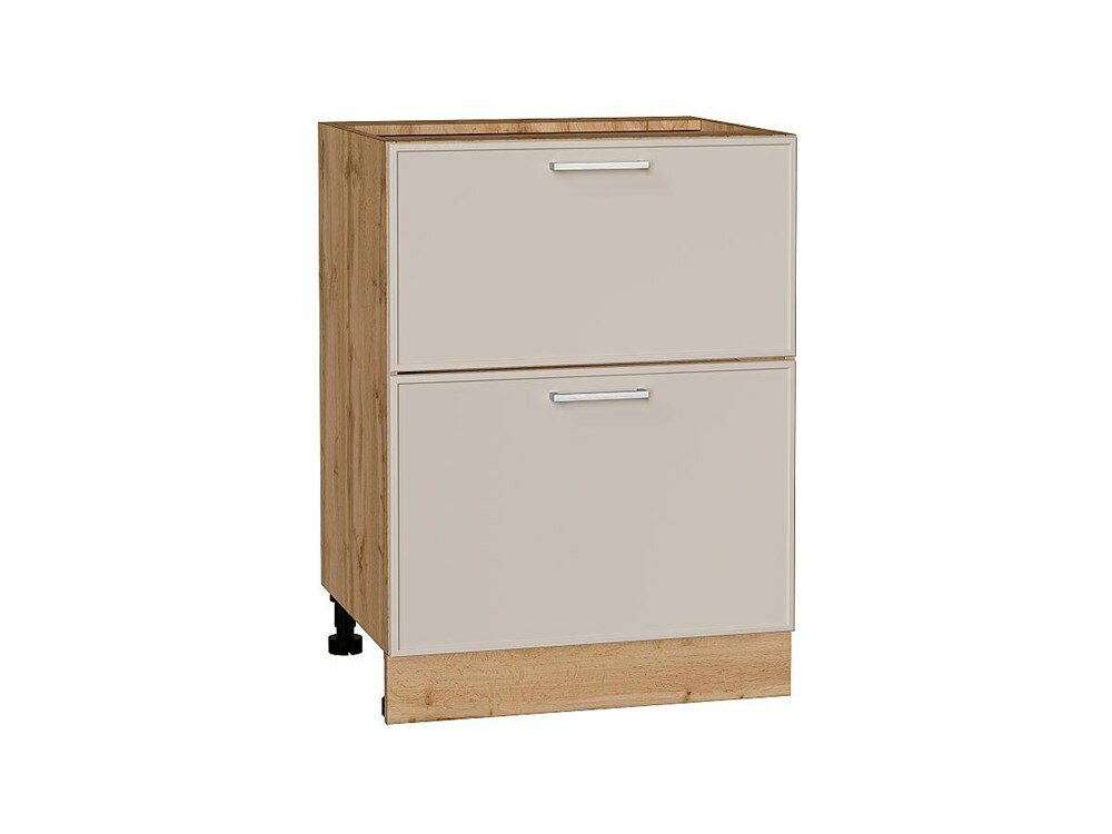 VVT Шкаф нижний с 2-мя ящиками Квадро Дуб Вотан, Кашемир