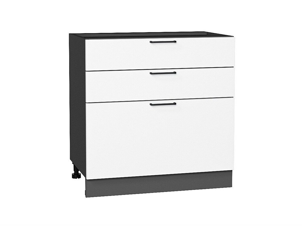 VVT Шкаф нижний с 3-мя ящиками Флэт Graphite, White In 2S, 800