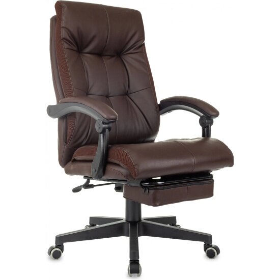 Кресло руководителя Бюрократ CH-824MSG-BF коричневый эко. кожа/ткань крестов. пластик подст. для ног