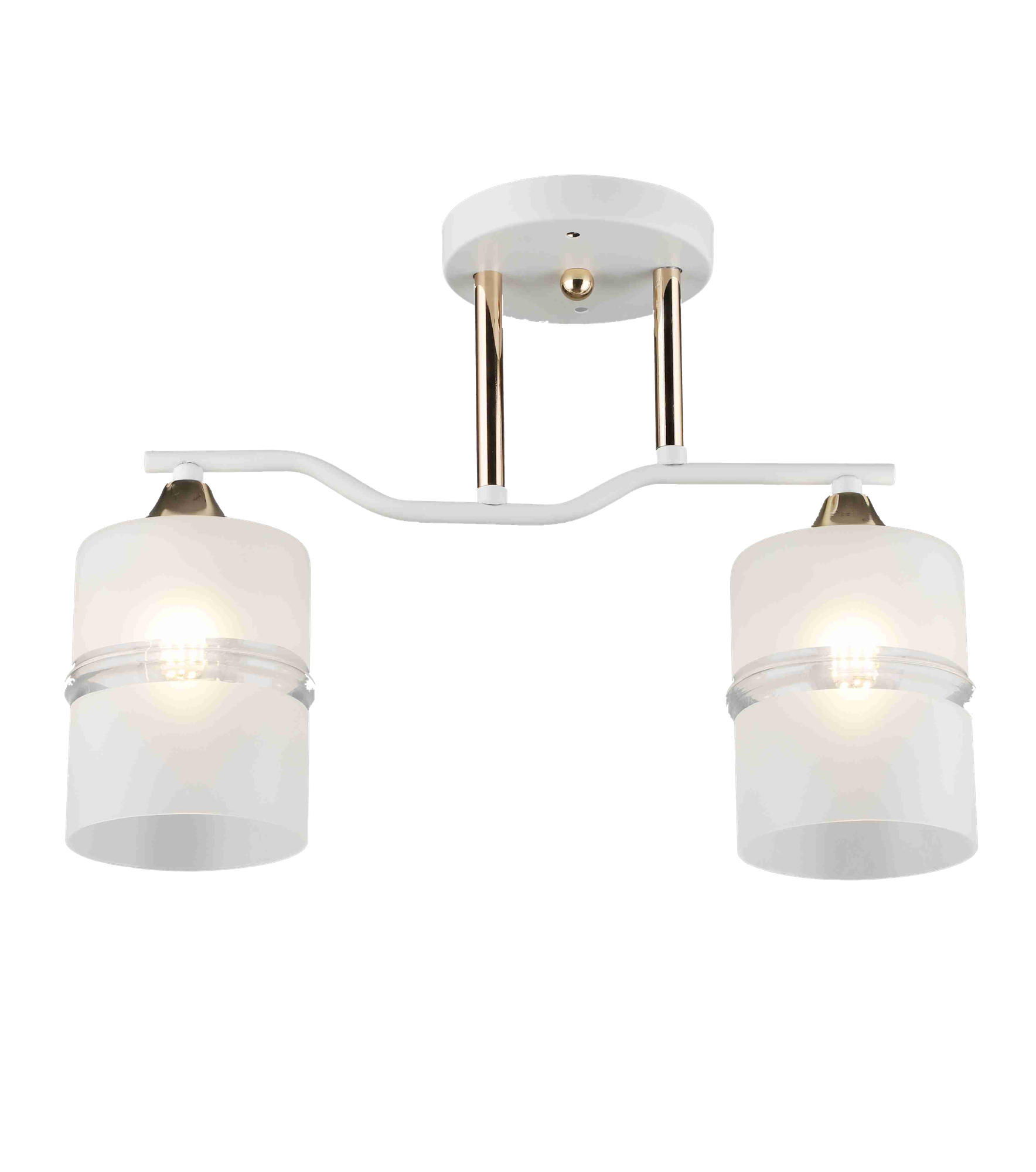 Люстра потолочная белая-золото с прозрачными плафонами на 2 лампы Е27