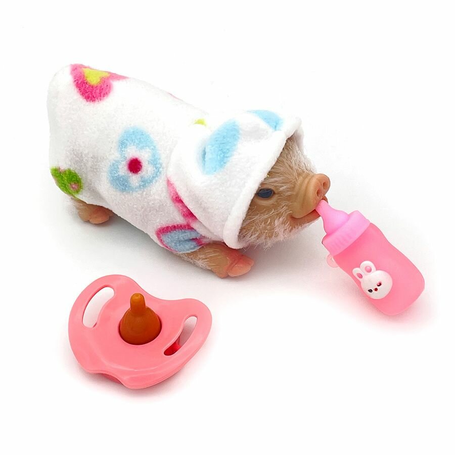 Кукла-модель "Свинка Реборн", силикон, с одеждой, бутылочкой и соской, 175 г