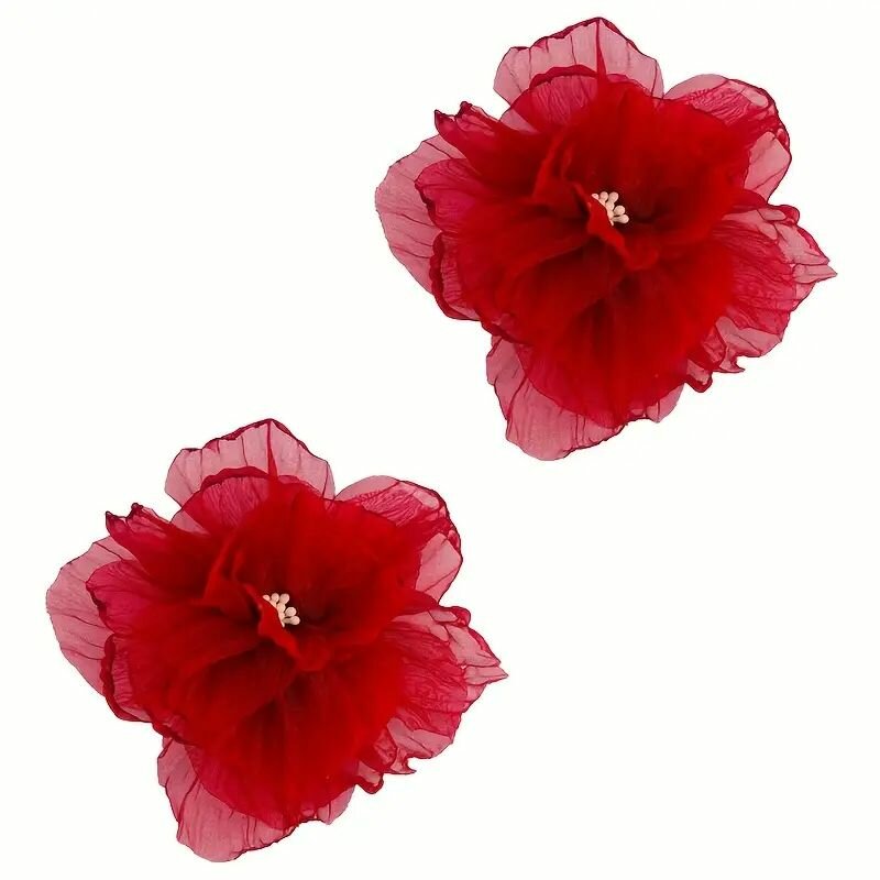 Заколка в виде цветка из сетки в богемном стиле из двух частей