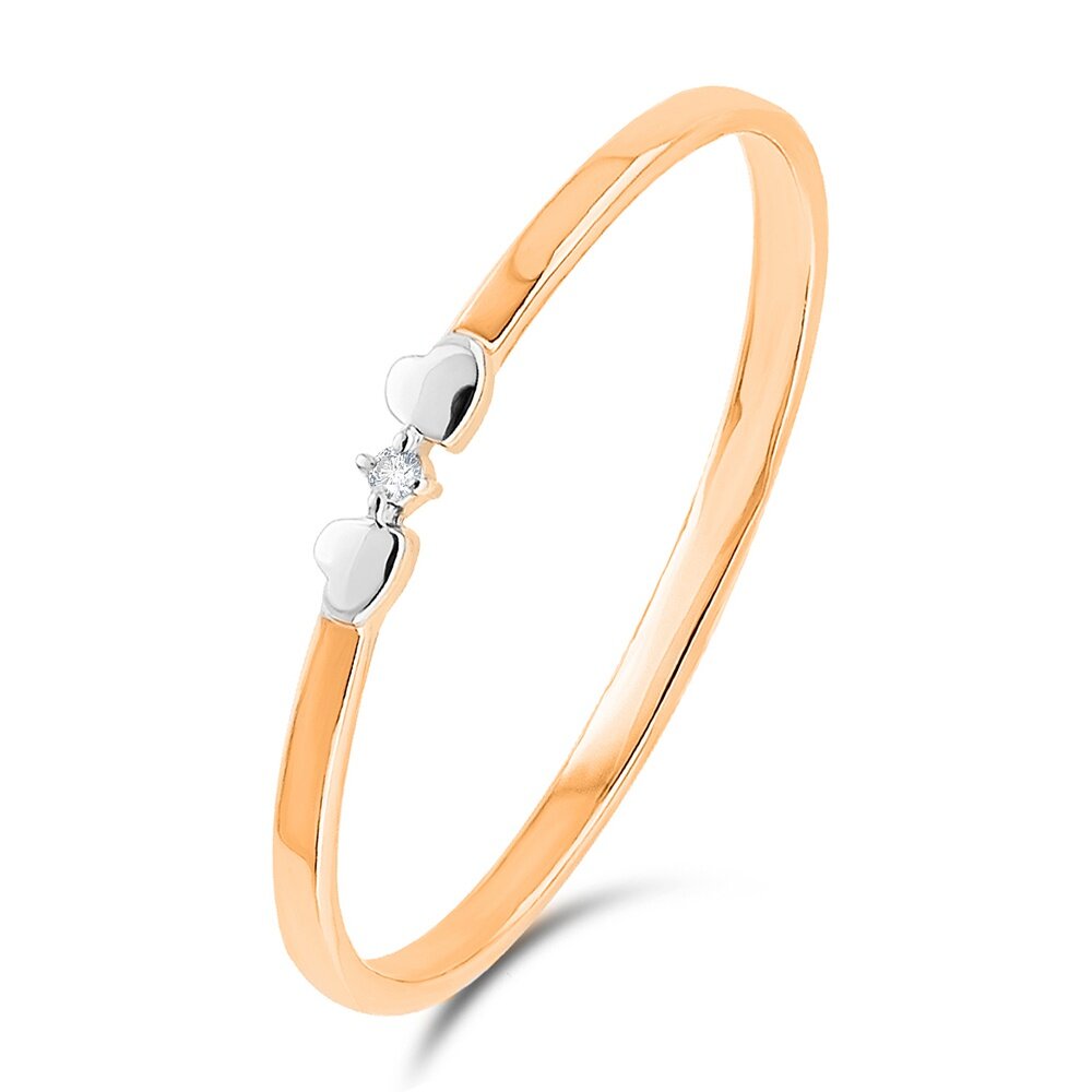 Кольцо помолвочное, красное золото, 585 проба, родирование, бриллиант