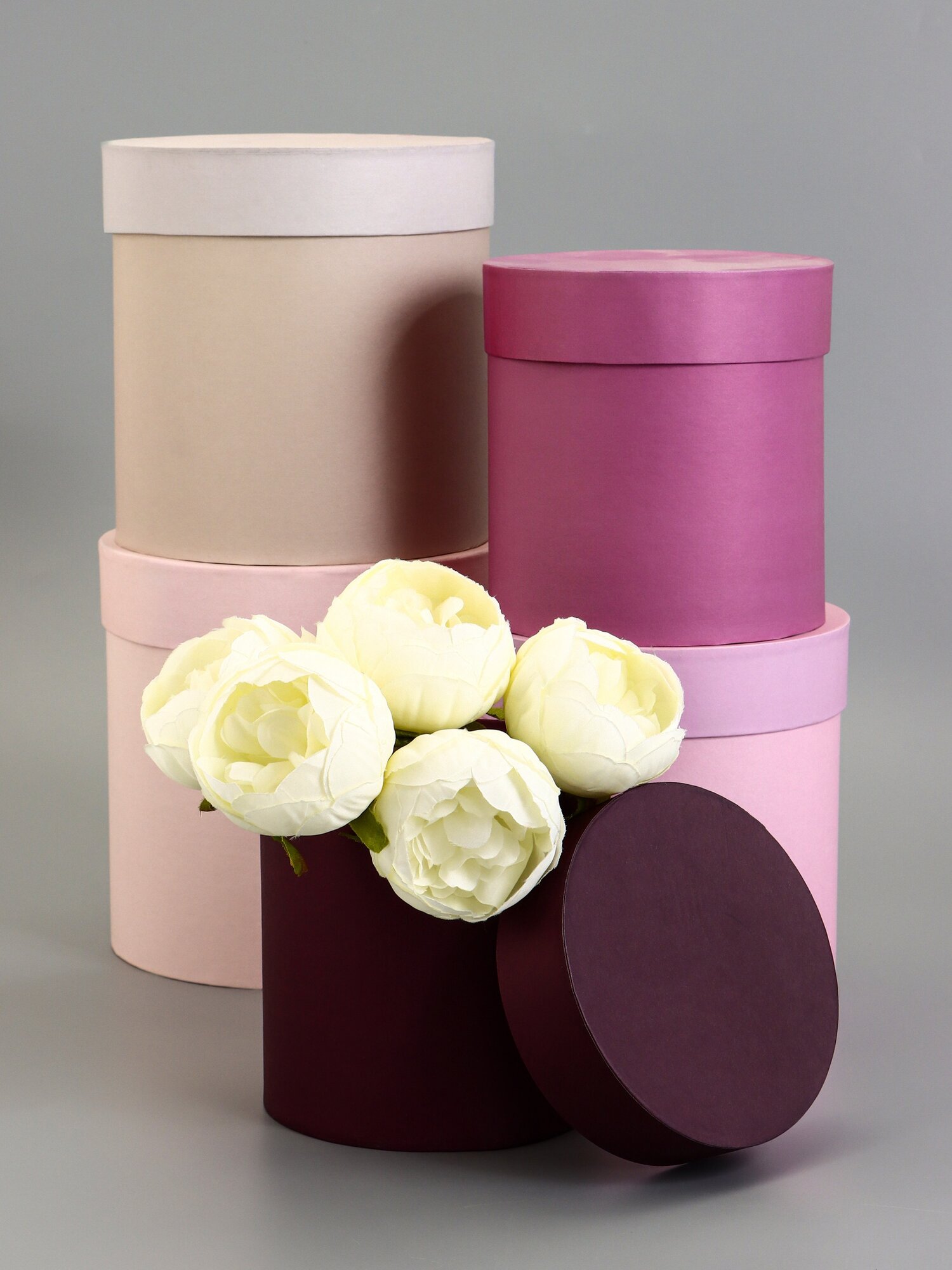 Набор круглых коробок 5 в 1« Лаванда», 20×20 - 15×15