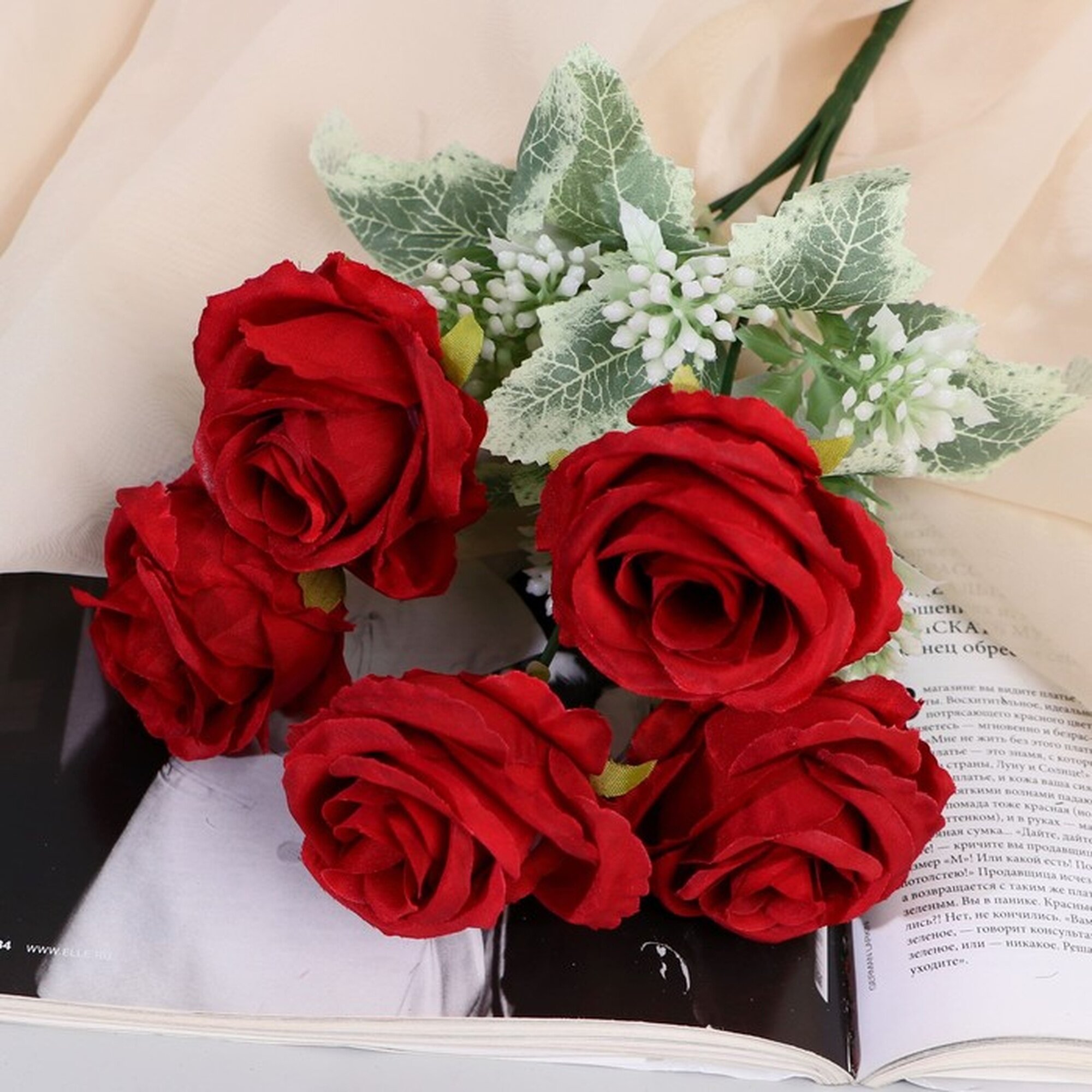 Букет искусственный Сима-ленд «Роза Ловэль», пластик, текстиль, 5×27 см