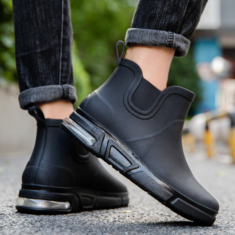 Полусапоги модные резиновые сапоги мужские нескользящие кухонные резиновые туфли для улицы толстая подошва удобные водонепроницаемые резиновые сапоги для улицы водонепроницаемая обувь для рыбалки