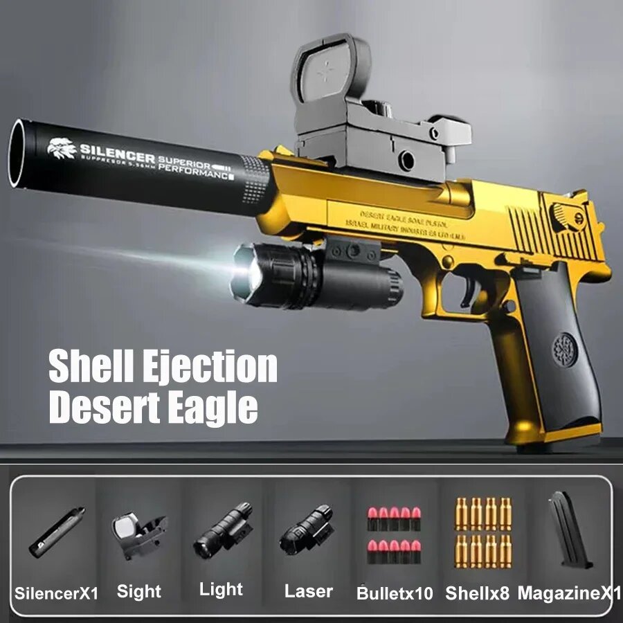 Игрушечный пневматический пистолет Desert Eagle для стрельбы пенопластовыми пулями Deset eagle 3