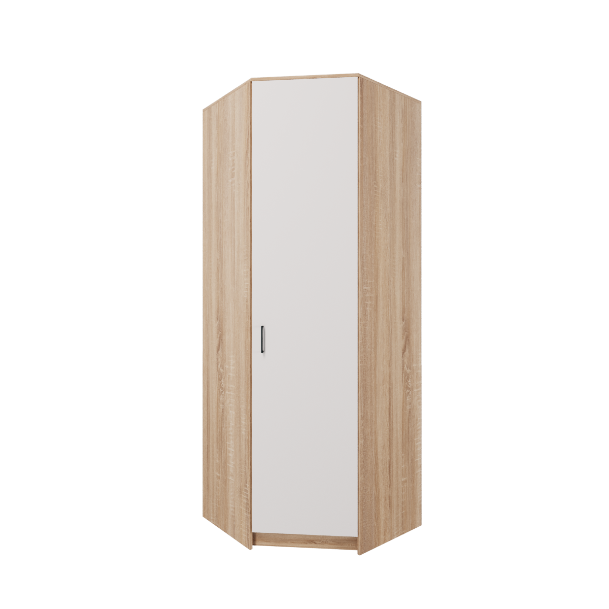 Шкаф для одежды распашной угловой Фреш-2-2, Дуб сонома/Белый, 900х900х2400 мм, в гостиную