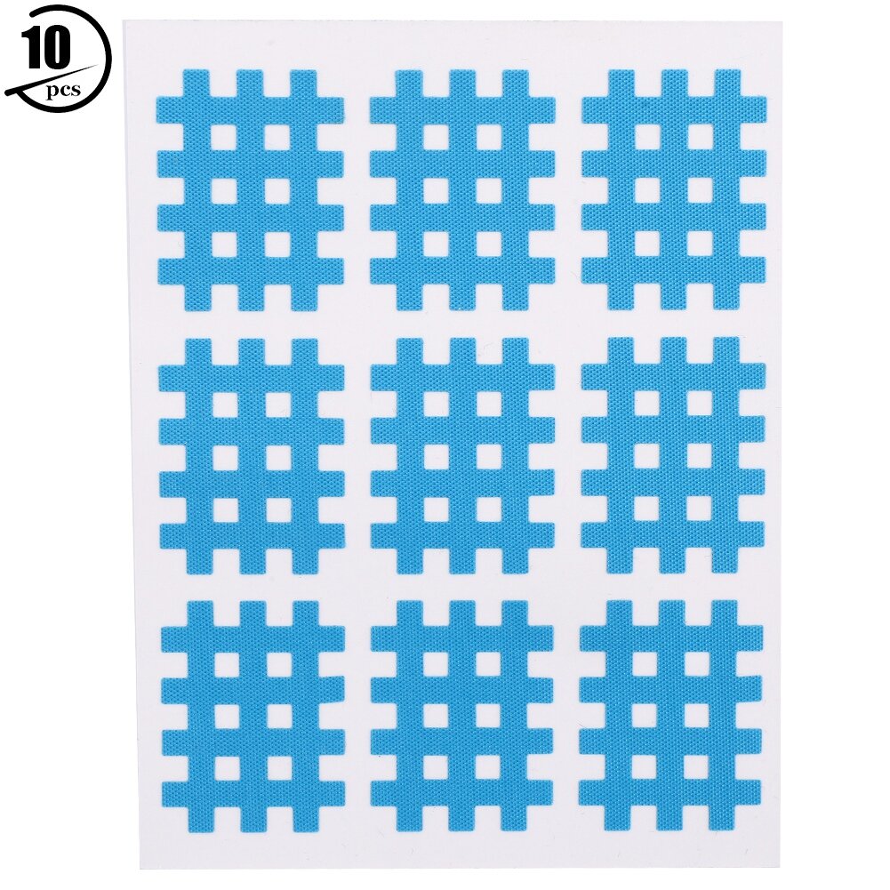 10PCS/Bag Elastic Spiral Cross Kinesiology Tape Physical Therapy Tapes 74x98mm Light Blue