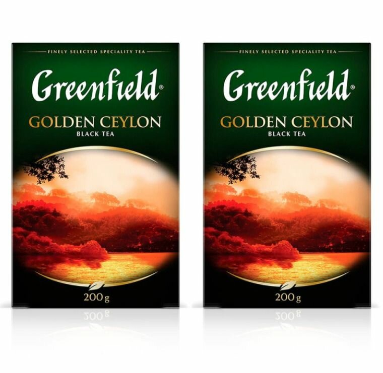 Чай Greenfield Golden Ceylon Black, листовой, 2 пачки по 200г