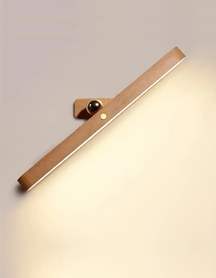 Wooden mirror front light magnetic indoor LED night light strip wireless stairway wall light makeup mirror auxiliary light