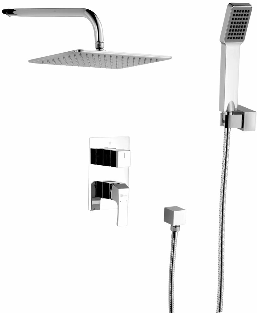 Душевой комплект Lemark Unit LM4529C 5 в 1, встраиваемый, с внутренней частью в комплекте, со смесителем, с тропическим душем, латунный, хром, глянцевый, душевая система