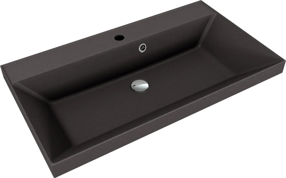 Мебельная раковина Florentina Астория 90 из литьевого мрамора, раковина для ванной, черная, серая, прямоугольная