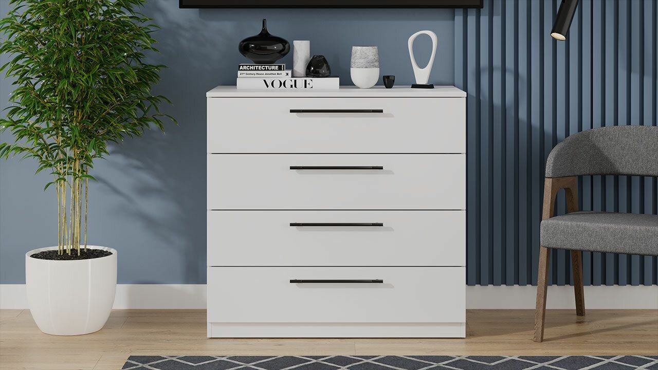 Комод Агата, для одежды, с ящиками, 4 ящика, 92х51х87 см, Белый