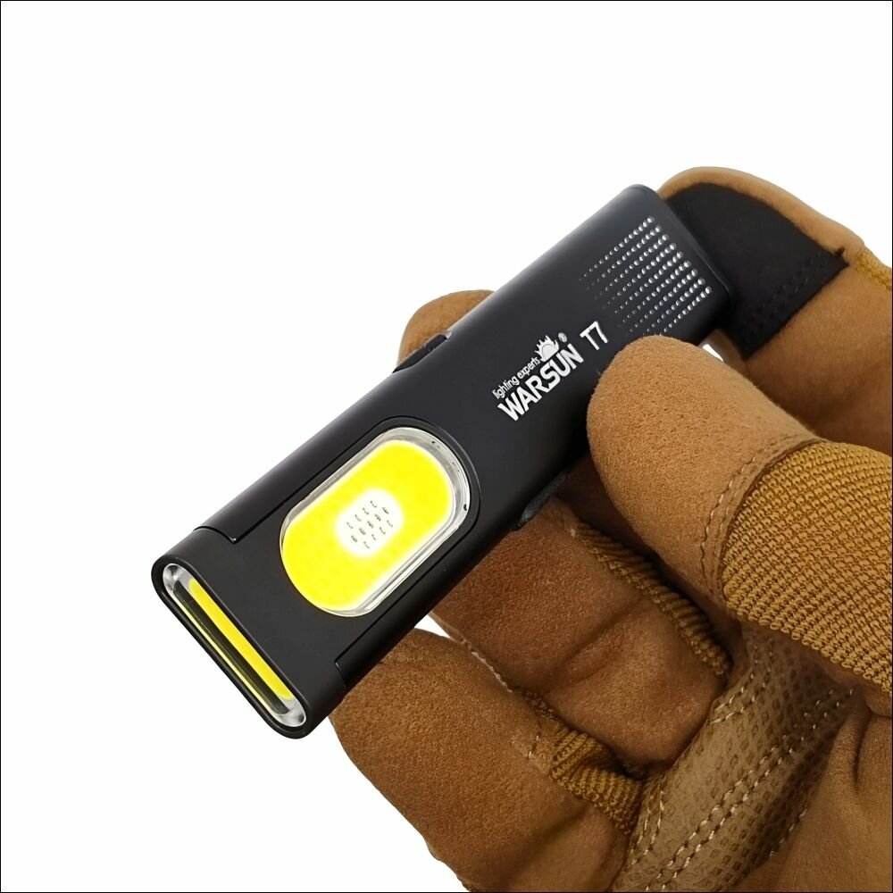 Фонарик WARSUN T7 с клипсой, 470 люмен, Type-C, аккумуляторный 450 mAh, 38 гр